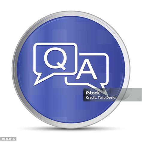 Faq 아이콘 프라임 블루 라운드 버튼 벡터 일러스트 디자인 실버 프레임 푸시 버튼 개념에 대한 스톡 벡터 아트 및 기타 이미지 개념 개념과 주제 그림자 Istock