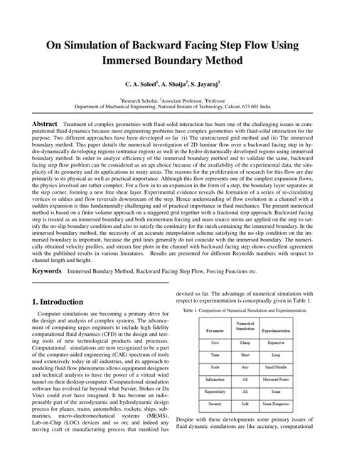 Pdf On Simulation Of Backward Facing Step Flow Using Immersed