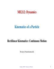 Lec 2 To 8 Kinematics Of Particles Chapter 12 Of Textbook Pdf ME212 Dynamics Kinematics Of
