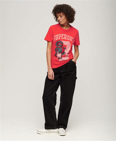 Womens Chinese New Year Graphic T Shirt In Sunset Red Superdry Uk