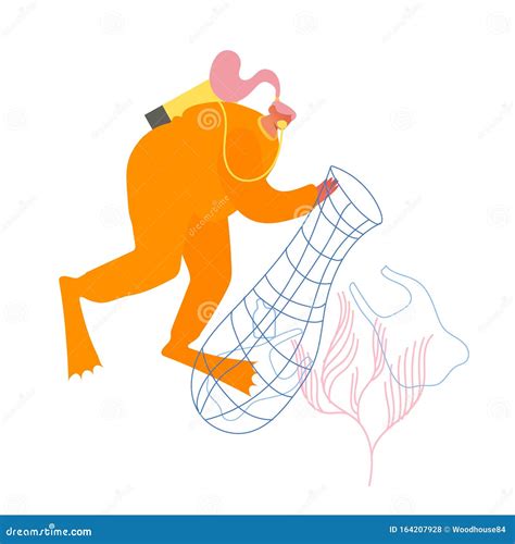 Environmental Disaster Pollution Of Sea With Garbage Concept Scuba