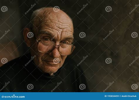 Pensive Old Man In Glasses With Gray Hair Stock Image Image Of