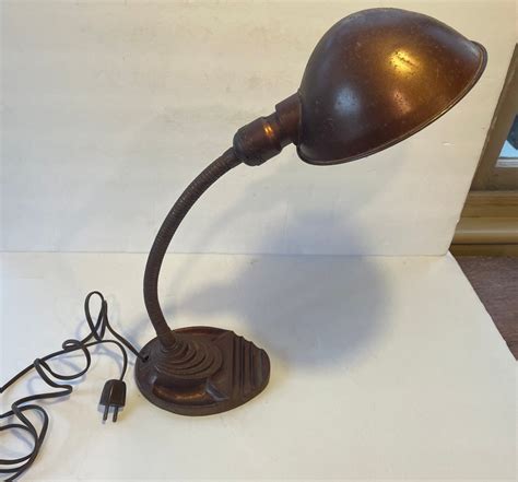 Vintage Gooseneck Desk Lamp Original Eagle Cast Art Deco Base Etsy