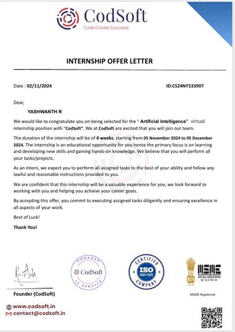 yashwanth r on linkedin successfully secured an internship reflecting on the application journey