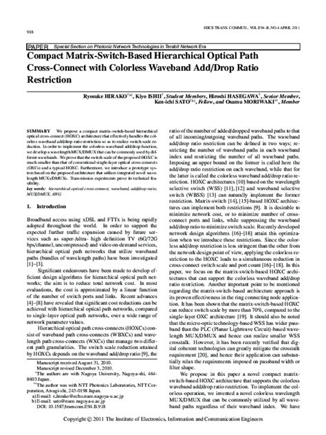 pdf compact matrix switch based hierarchical optical path cross