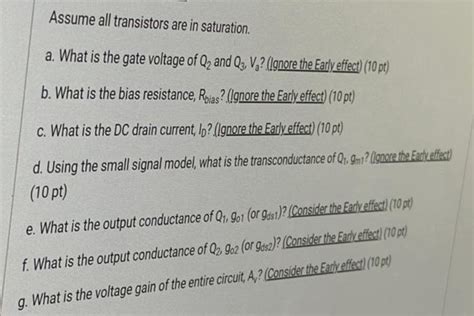 Given The Mosfet Common Source Amplifier Circuit With
