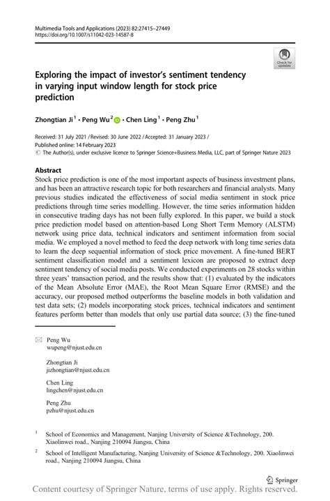 Exploring The Impact Of Investors Sentiment Tendency In Varying Input Window Length For Stock
