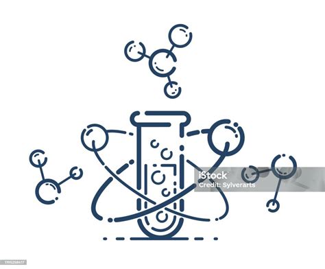 試験管と分子の結合ベクトル単純な線形アイコン科学化学と医学分析ラインアートシンボル実験室研究 つながりのベクターアート素材や画像を多数ご