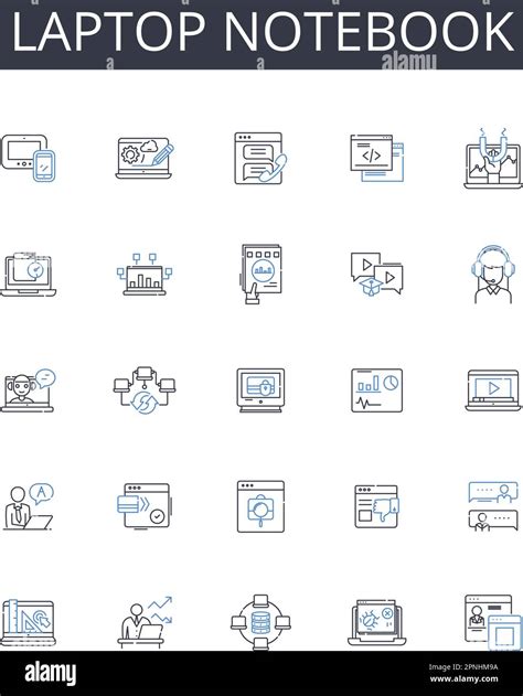 Laptop Notebook Line Icons Collection Portable Computer Mobile