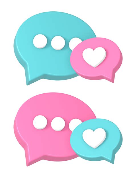 3d Online Chat Bubble With Love Or Heart Icon Illustration For Ui Ux Web Mobile Apps Social