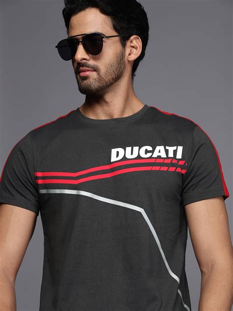 Buy Ducati Men Black Pure Cotton Brand Logo Printed T Shirt Tshirts