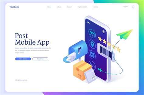 post mobile app isometric landing mail application 14484637 vector art at vecteezy