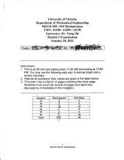 Sample Midterm Pdf University Of Victoria Department Of Mechanical Engineering MECH