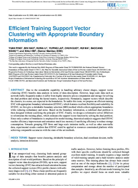 Pdf Efficient Training Support Vector Clustering With Appropriate Boundary Information