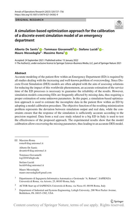 A Simulation Based Optimization Approach For The Calibration Of A