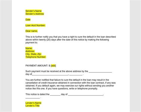 Default Notice Letter Template Prntbl Concejomunicipaldechinu Gov Co