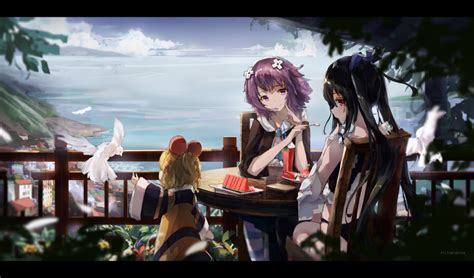 Safebooru 3girls Absurdres Alternate Costume Bird Black Hair Blonde