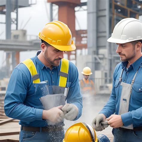 Premium Photo Hardhat Wearing Men Work Together To Build Factory