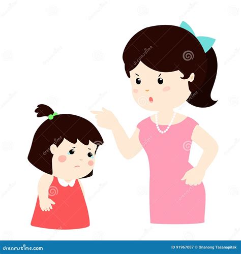 La Madre Regaña Su Personaje De Dibujos Animados De La Hija Ilustración