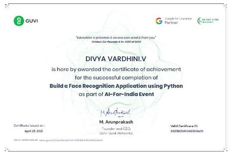 Divya Vutukuri On Linkedin Guvi Certificate