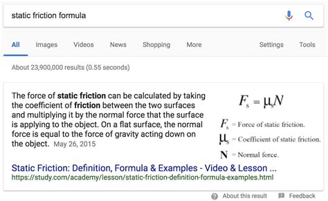 Static Friction Formula
