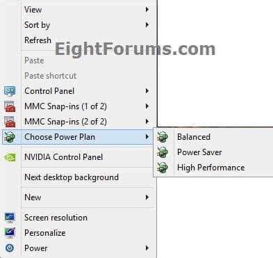 Power Plan Choose From Desktop Context Menu In Windows Windows Help Forums