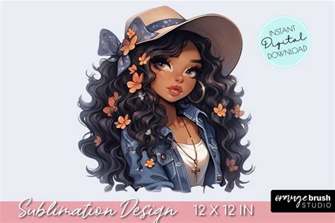 Denim Girl Sublimation Design Png Fashion Doll Clipart