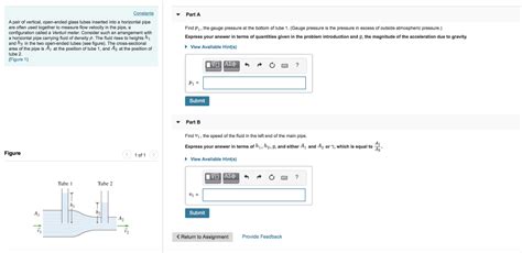 Solved Constants Part A A Pair Of Vertical Open Ended Glass Chegg