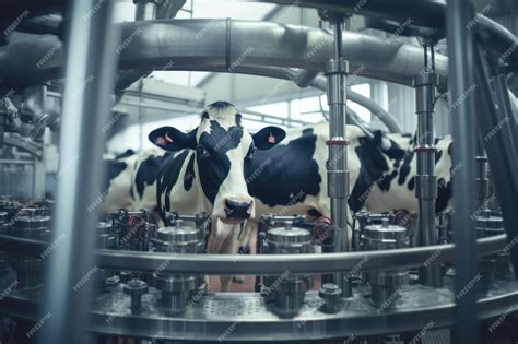 Premium Photo Automated Cow Milking On Specialized Dairy Farm