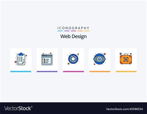 Web Design Line Filled 5 Icon Pack Including Vector Image