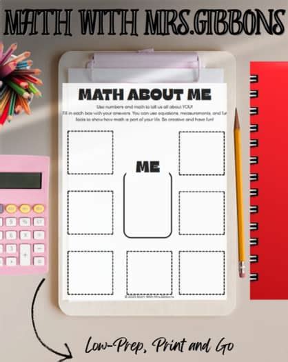 Math About Me By Math With Mrs Gibbons Tpt