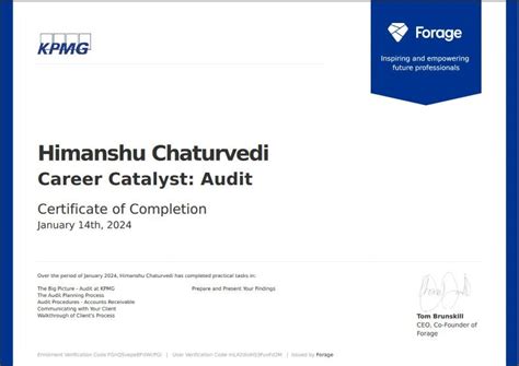 Himanshu Chaturvedi On Linkedin I Just Completed Kpmg U S S Career Catalyst Audit On Forage