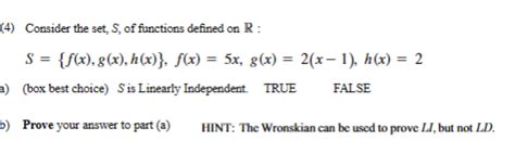 Solved 4 Consider The Set S Of Functions Defined On R Chegg Com