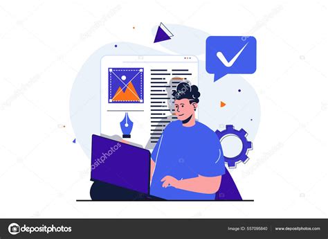 Web Designer Modern Flat Concept For Web Banner Design Man Creates And