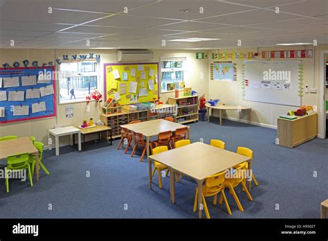 Brightly Coloured Interior Of A Modern Year 1 School Classroom Showing