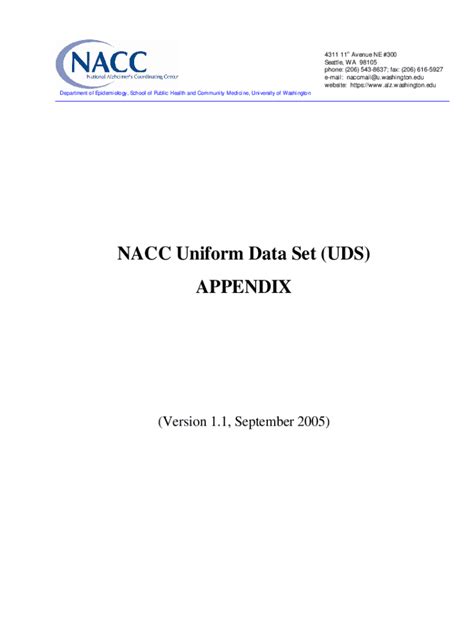 Fillable Online Nacc Uniform Data Set Uds Appendix And Npsych Test