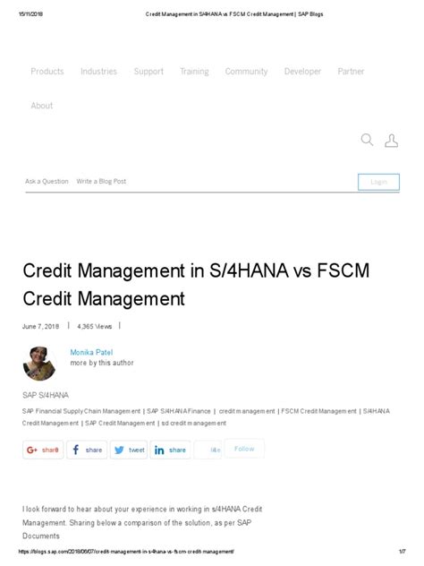 Credit Management In S 4hana Vs Fscm Credit Management Sap Blogs Pdf Credit Bureau Sap Se