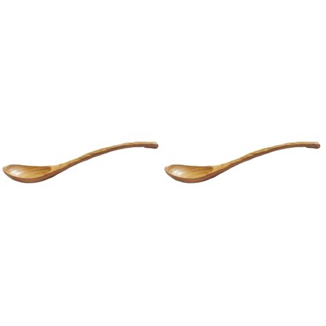 2 Pc Tortoise Shell Wood Spoon Kitchen Soup Whole Body Tablespoon