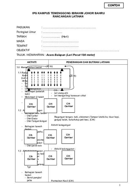 Teknik Larian Pecut Olahraga Asas Larian Pecut Dan Laju Worksheet