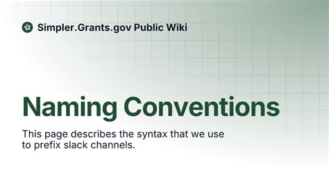 Naming Conventions Public Wiki