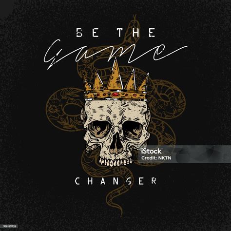 게임 체인저 슬로건 수 있습니다 해골 뱀 바위와 롤 소녀 패치입니다 타이 포 그래피 티셔츠 그리기 그래픽 인쇄 패션입니다 벡터 스티커 인쇄 패치 빈티지 두개골에 대한 스톡