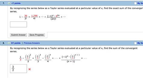 Solved 7。 M Points My No By Recognizing The Series Below As