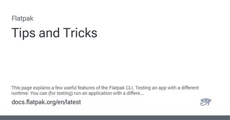 Tips And Tricks Flatpak Documentation