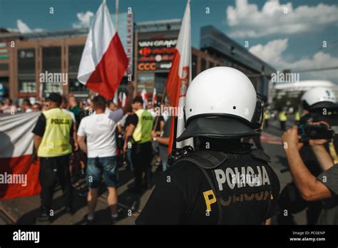 Wroclaw Poland 01st Aug 2018 People Light Flares As They