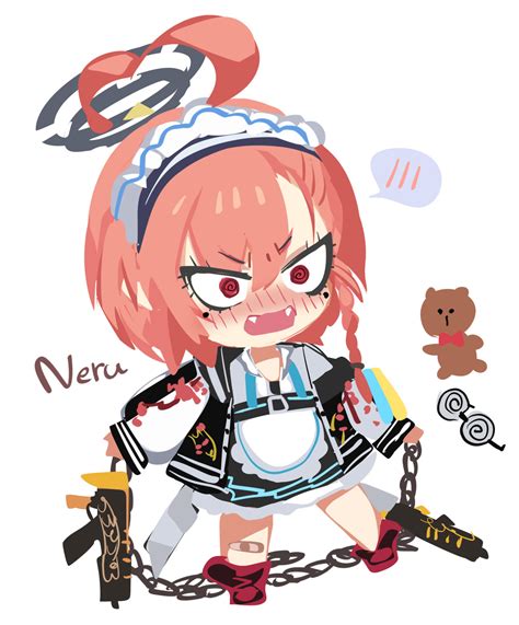 Safebooru 1girl Ahoge Apron Blue Archive Blush Chain Chibi Coke