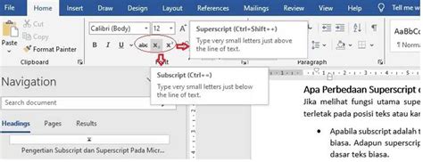 Fitur Subscript Superscript Pada Microsoft Word