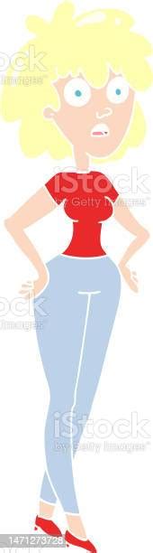 놀란 여자의 평면 컬러 그림 귀여운에 대한 스톡 벡터 아트 및 기타 이미지 귀여운 기이함 낙서 드로잉 Istock