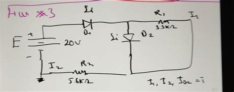 solve this diode circuit need to find I1 I2 I D2 | Chegg.com