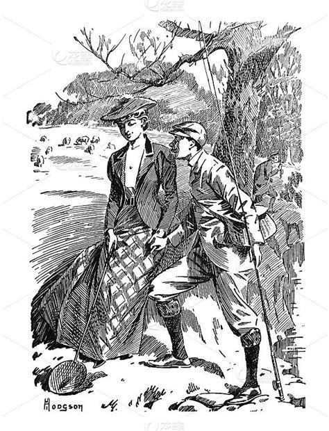 英国讽刺漫画卡通插图 夫妇钓鱼 插图素材 花瓣网