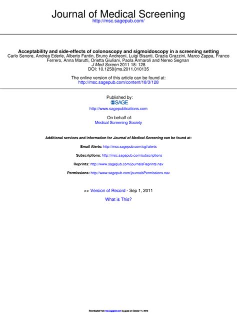 Pdf Acceptability And Side Effects Of Colonoscopy And Sigmoidoscopy